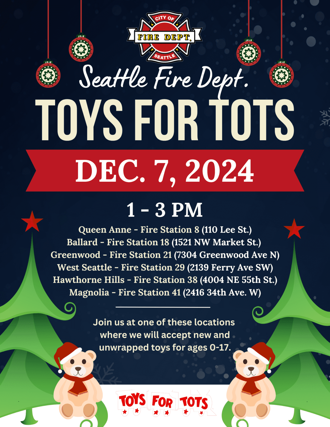 Seattle toy drive at fire stations on Dec. 7 - Fire Line